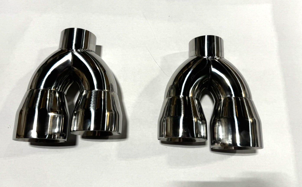 Dual 4" Quad Staggered Stainless Steel Exhaust Tips Fits Chevy Corvette ...