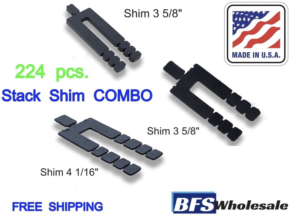 Plastic STACK SHIM COMBO # 1, 224 pcs. Made in USA, 3 different sizes ...