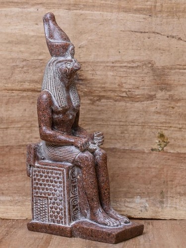 Ancient Falcon headed God Horus Granite Statue Throne Seated Sculpture ...