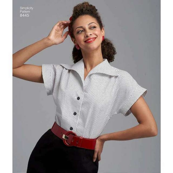 3 1950s Vintage Style Blouses Simplicity Pattern 8445 Sizes Misses 6-14 ...