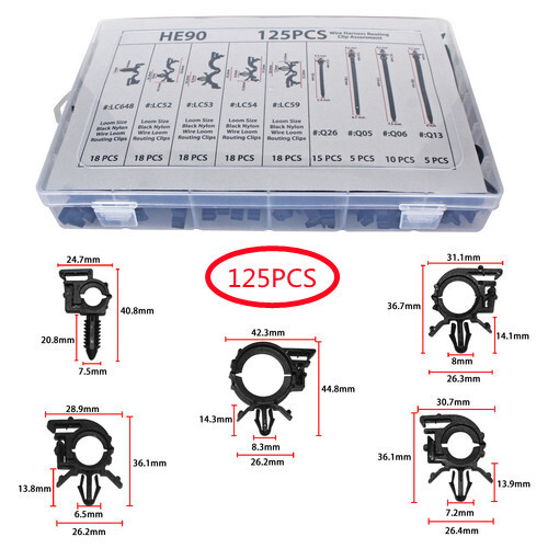 125Pcs Car Body Wiring Harness Clips Fastener Wire Loom Routing Cable ...