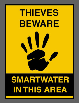 THIEVES BEWARE SMARTWATER STICKER SIGN CHOOSE SIZE STANDARD/GLASS ...