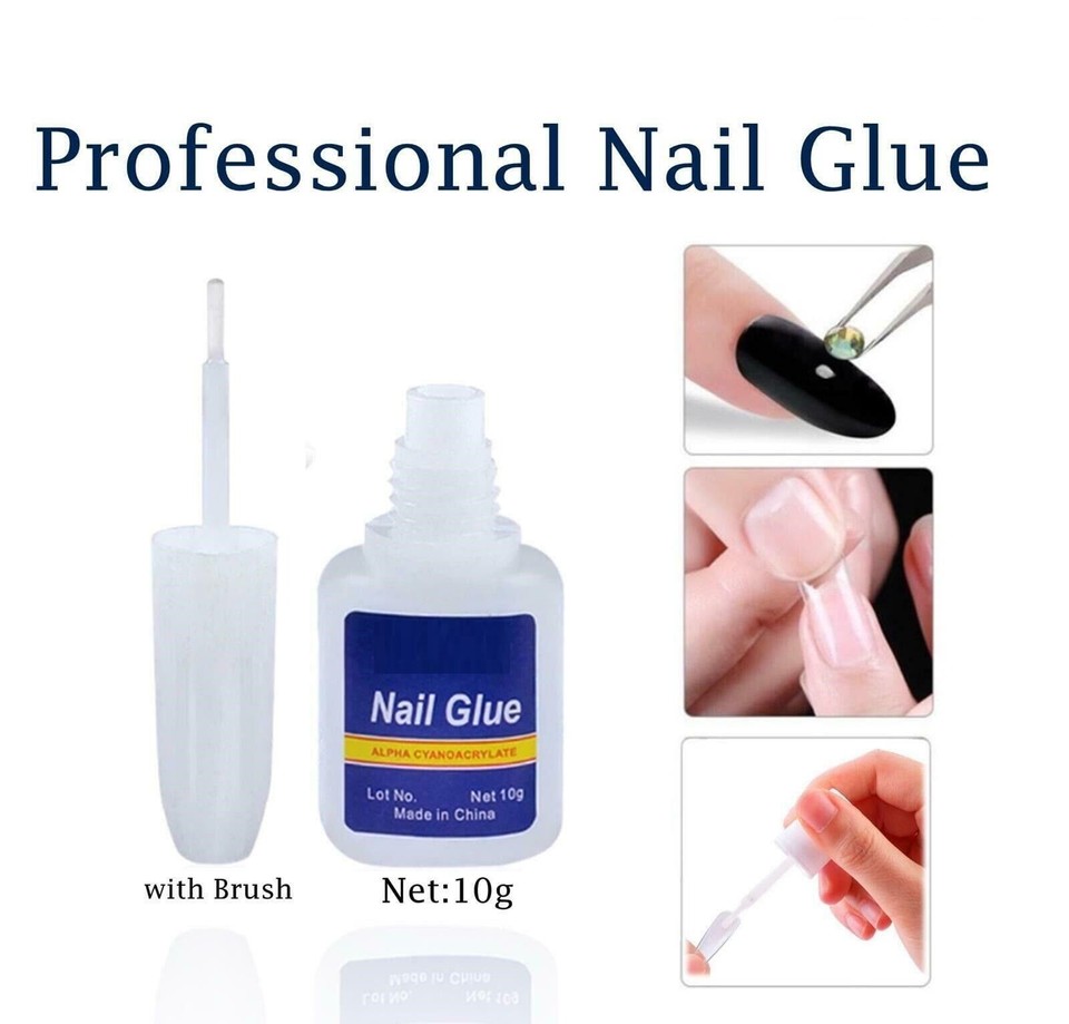 Nail Glue with Brush Extra Strong Clear False Nail Tips Acrylic Art ...