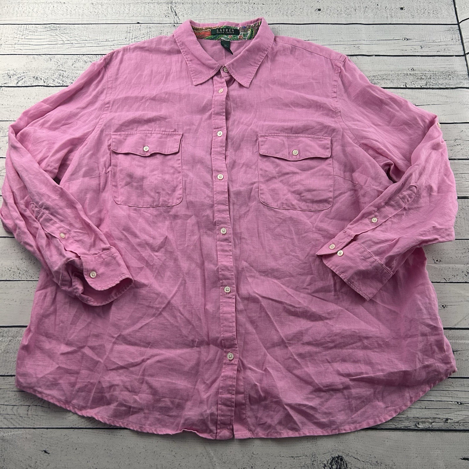 Lauren Ralph Lauren LRL Long Sleeve 100% Linen Button… - Gem