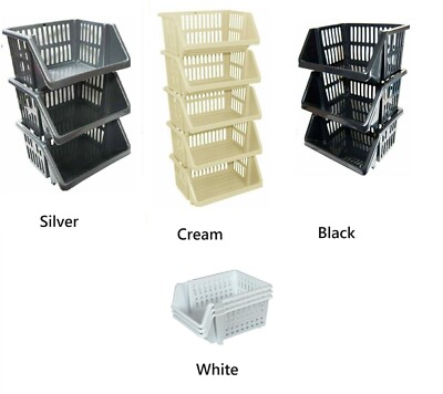 STORAGE KITCHEN STACKING STACK ABLE FRUIT VEGETABLE BASKET RACK 1 2 3 4 ...