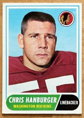 1968 Topps Football #62 Chris Hanburger Washington Redskins (EX-NM) One ...