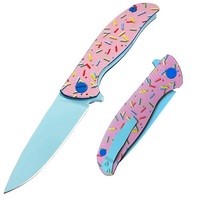 Pink Sprinkle Donut Knife, Sharp Folding Pocket Knives for Men Women ...