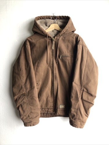 Vintage C.E. Schmidt Workwear Sherpa Lined Duck Canvas Hoodie Jacket ...