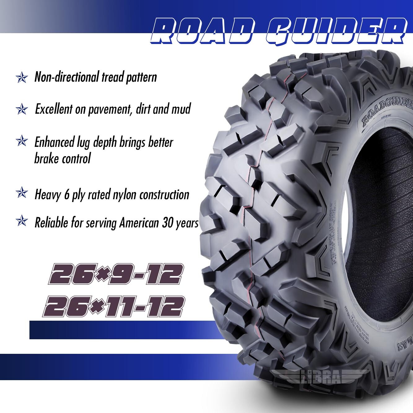 4 Roadguider ATV UTV Tires 26x9-12 26x9x12 & 26x11-12 26x11x12 6PR | eBay