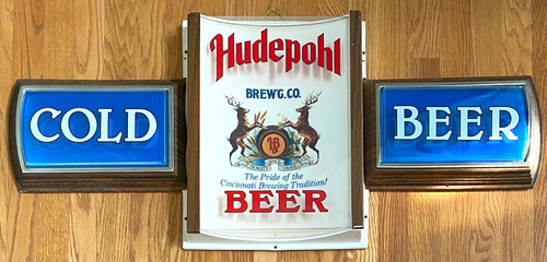 Vintage Hudepohl Beer Tavern Bar Sign Man Cave 39x17x3 HTF Non-Light ...