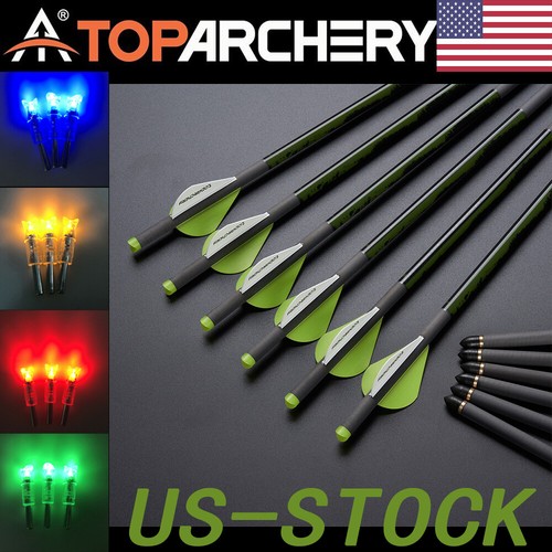 6X 20" Pure Carbon Crossbow Bolts Arrows .006 /3X Lighted Nocks ...