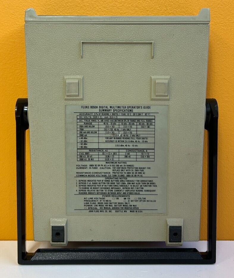Fluke 8050A 4.5 Digit Display, 1000 VDC, 750 VAC, Digital Multimeter ...