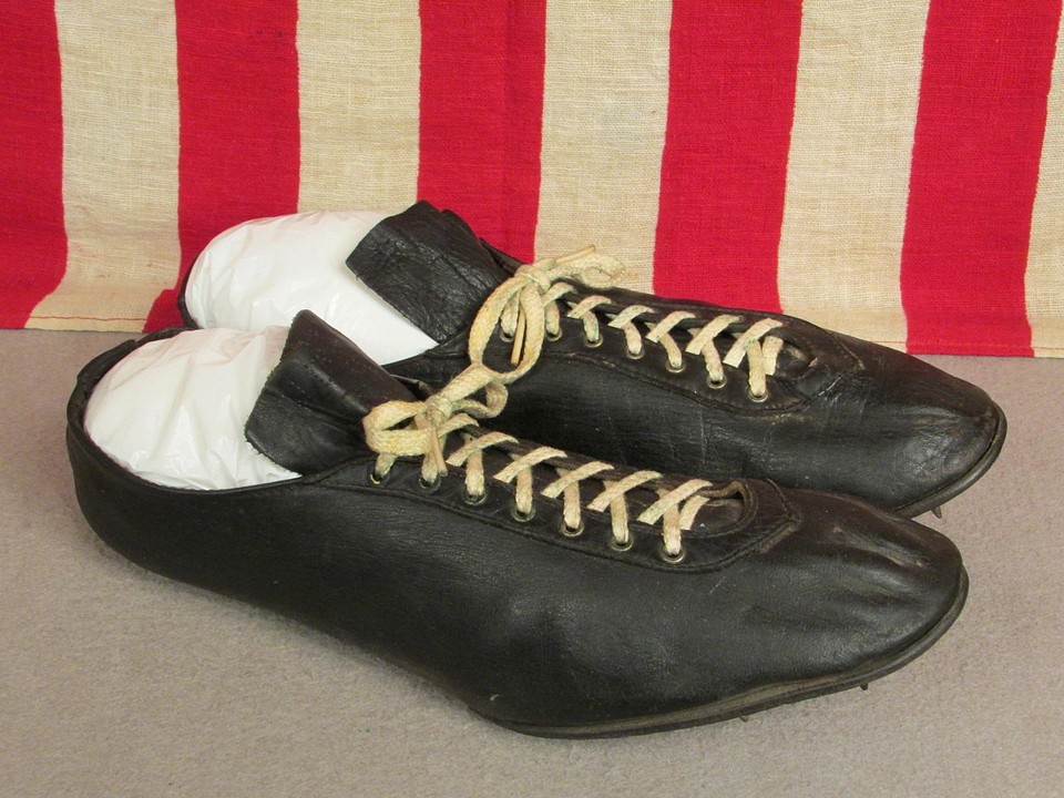 Vintage 1940s Riddell Black Leather Track Shoes Spikes Sz9 Track ...