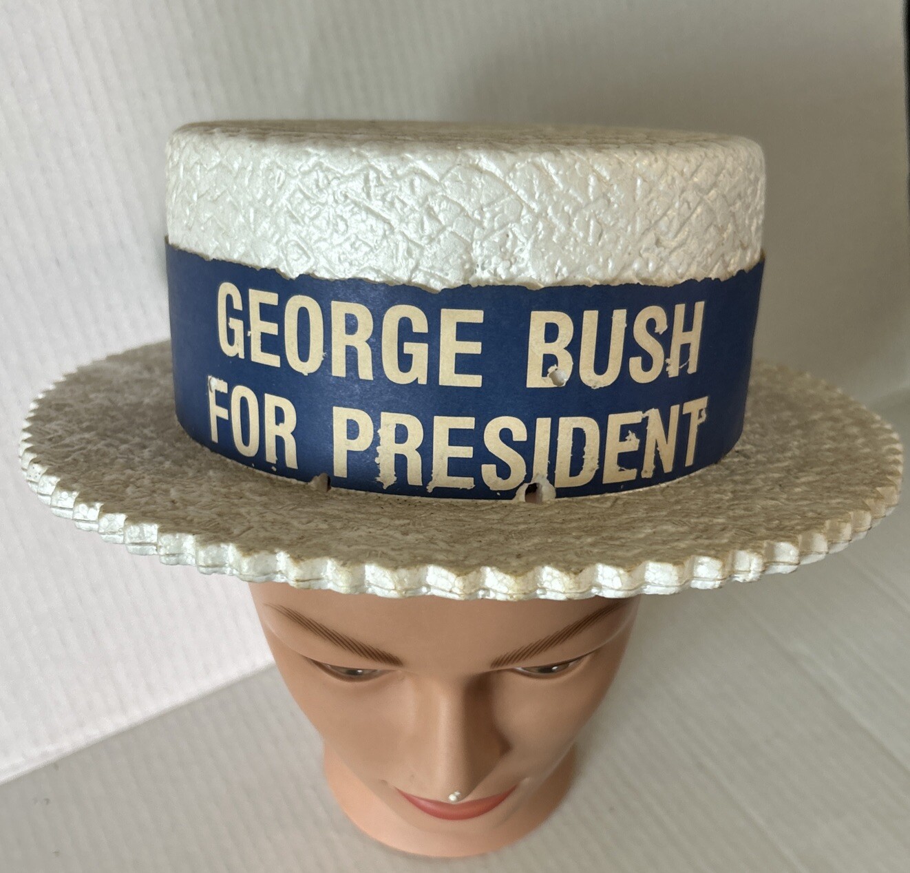 VINTAGE GEORGE BUSH CAMPAIGN FAUX STRAW/STYROFOAM HAT FOR PRESIDENT | eBay