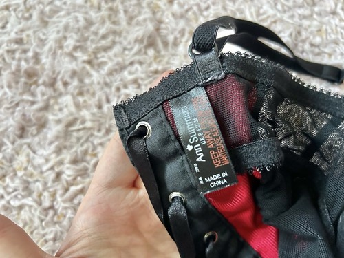 Ann summers red and black lace and mesh lace up basque Size 8 | eBay