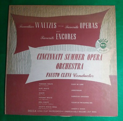 Waltzes Operas Encores LP Cincinnati Summer Opera Orchestra Fausto ...