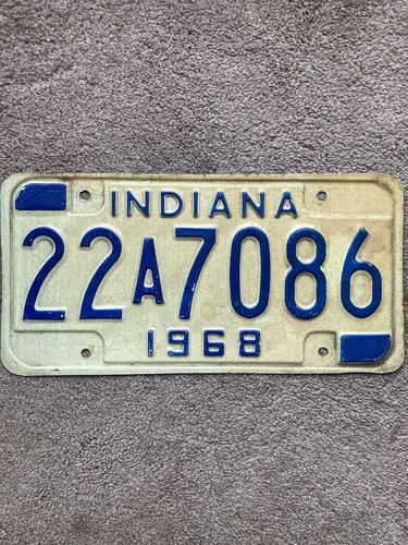 1968 Indiana License Plate - 22A 7086 - Nice! | eBay