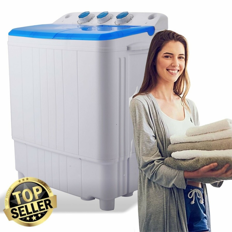 17.6lbs 2 IN1 Auto Washing Machine Set Portable Compact Laundry washer ...