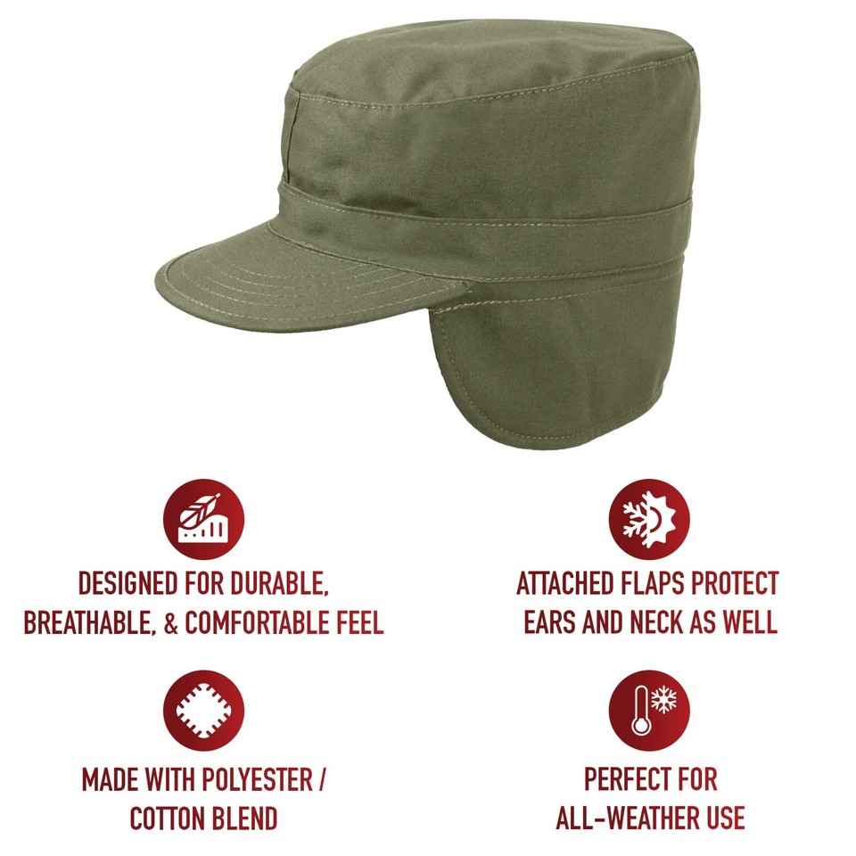 Military Ear Flap Combat Hats Army Style Winter Fatigue Caps w ...