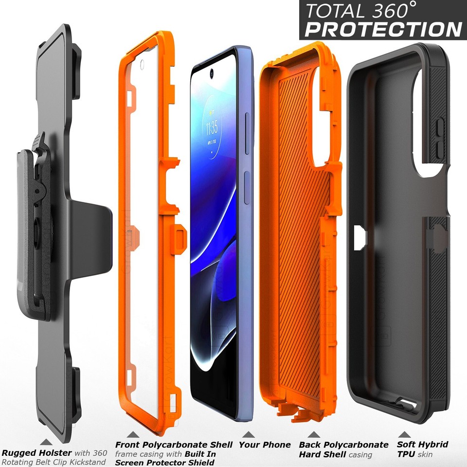 Rugged ShockProof Armor Hybrid Phone Case Cover Belt Clip Stand Screen ...