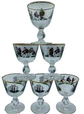 1953 Libbey Treasure Island Liquor 6 Cocktail Glasses Set -MCM ...