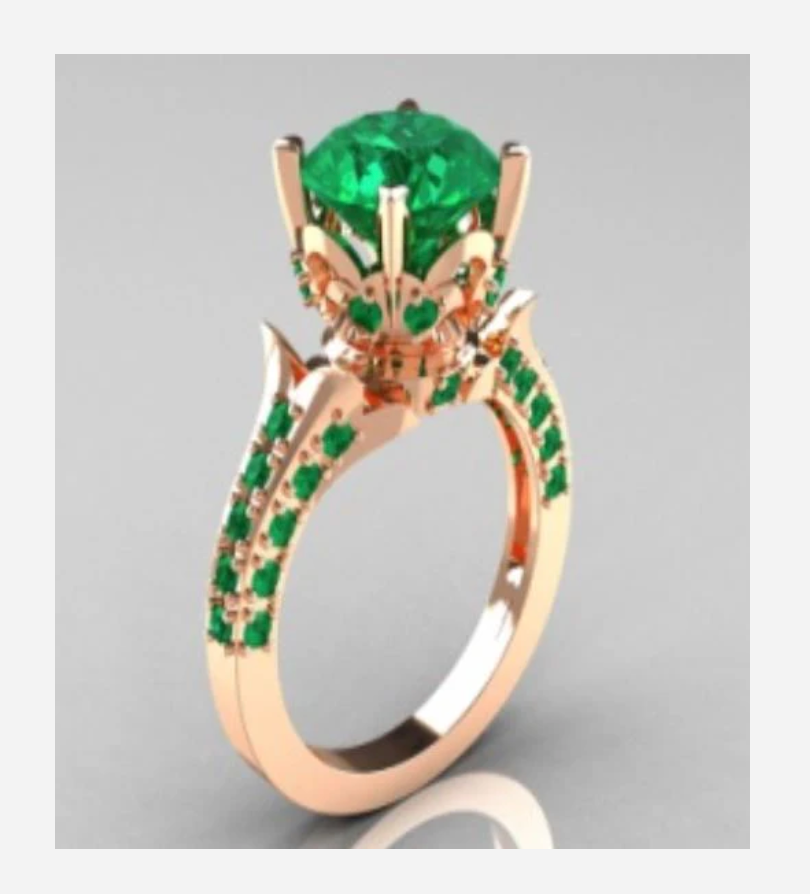 ROSE GOLD GREEN GEM RHINESTONE ENGAGEMENT RING SIZE 6 7 8 9 10 | eBay