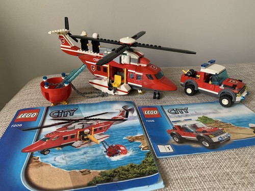 LEGO CITY 7206 Fire Helicopter And Small Fire Truck with Instructions ...