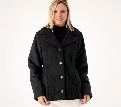 Susan Graver Weekend Bonded Faux Suede & Sherpa Coat - Women's M ...