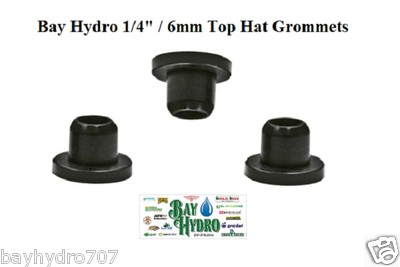 100pc 1/4" 6mm Bay Hydro Top Hat Grommet / Seals Hydroponics Drip ...