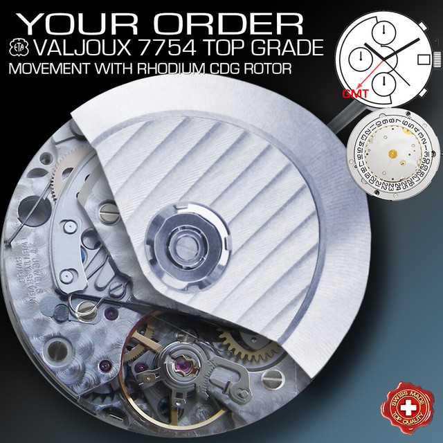 MOVEMENT ETA VALJOUX 7754 -GMT- AUTOMATIC CHRONOGRAPH TOP GRADE | eBay