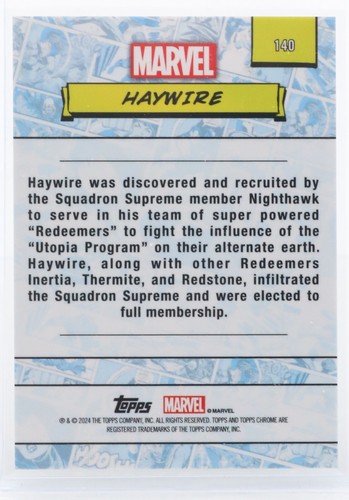 2024 Topps Chrome Sapphire Marvel Haywire #140 Gold Sapphire Refractor ...