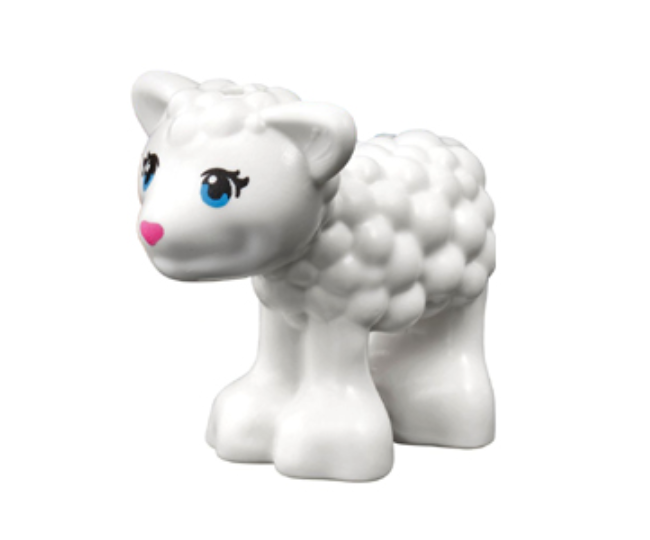 Lego White Lamb 41029 with Dark Azure Eyes, Dark Pink Nose Animal ...