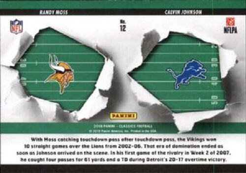 Randy Moss/Calvin Johnson 2018 Panini Classics Football Classic Clashes ...