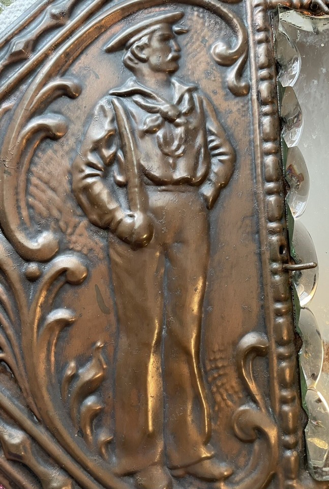 RARE FIND “Spanish-American War punched-tin mirror"1898 Antique With ...