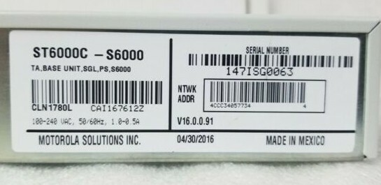 Motorola ST6000C-S6000 CLN1780L TA,BASE UNIT, SGL,PS,S6000 MULTI ...