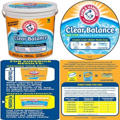 Arm & Hammer Clear Balance Pool Maintenance Tablets, 16 1Pack (16 Count ...