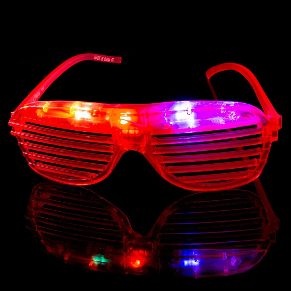 1 Red 1 Blue Flashing LED Shutter Glasses Light Up Slotted Party Glow ...