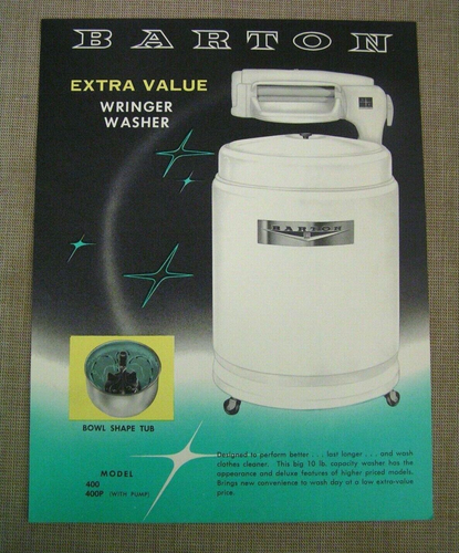 1950's Vintage Barton Model 400 400P Extra Value Wringer Washer 2-Sided ...