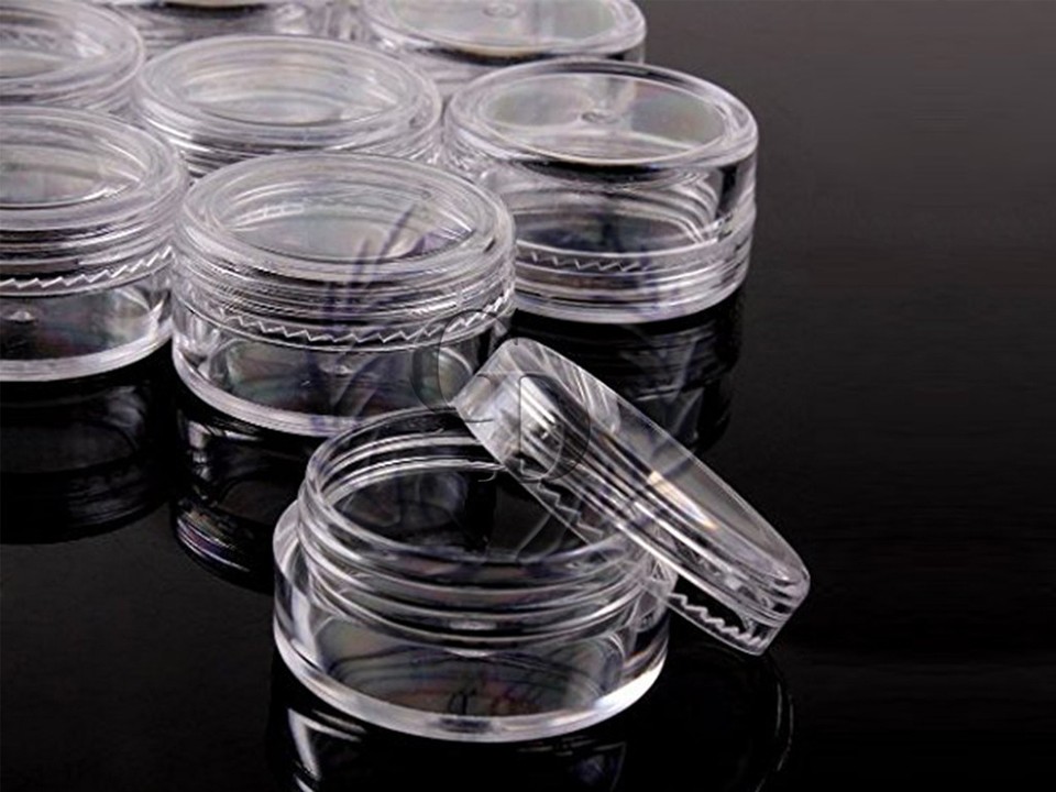 25 Pieces Clear Plastic Cosmetic Sample Container 5 Grams Jars Pot ...