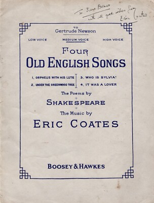 ERIC COATES Composer Autographed Score & Autographed Letter Signed 1952 ...