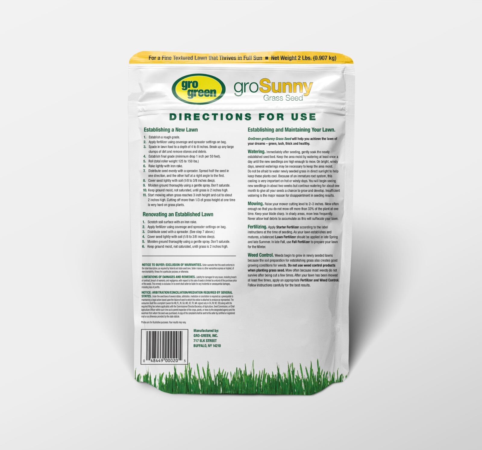 Gro Green groSunny Grass Seed - For a Healthy Green Lawn in Full Sun ...