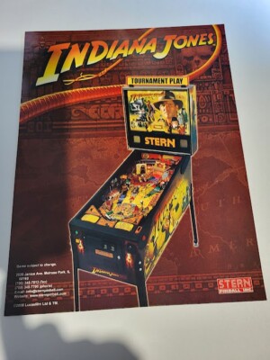 Flyer STERN INDIANA JONES PINBALL ARCADE advertisement original see pic ...