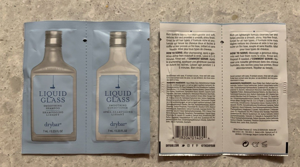 Set of 2 Drybar Liquid Glass Smoothing Shampoo & Conditioner Foil ...