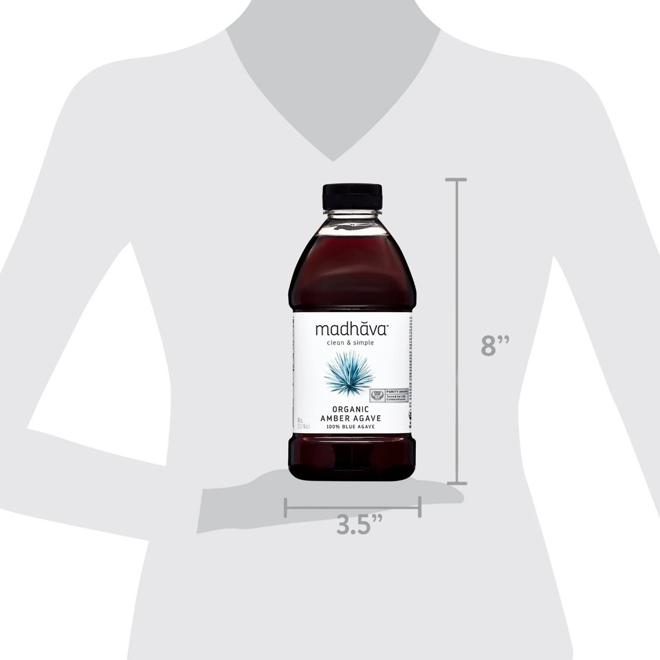 Madhava Organic Amber Agave,100% Blue Agave Sweetener Sugar Substitute ...