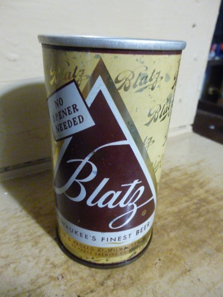 1960`S BLATZ_ ZIP-TAB_ WIDE SEAM STEEL BEER CAN -[EMPTY CANS, READ DESC ...