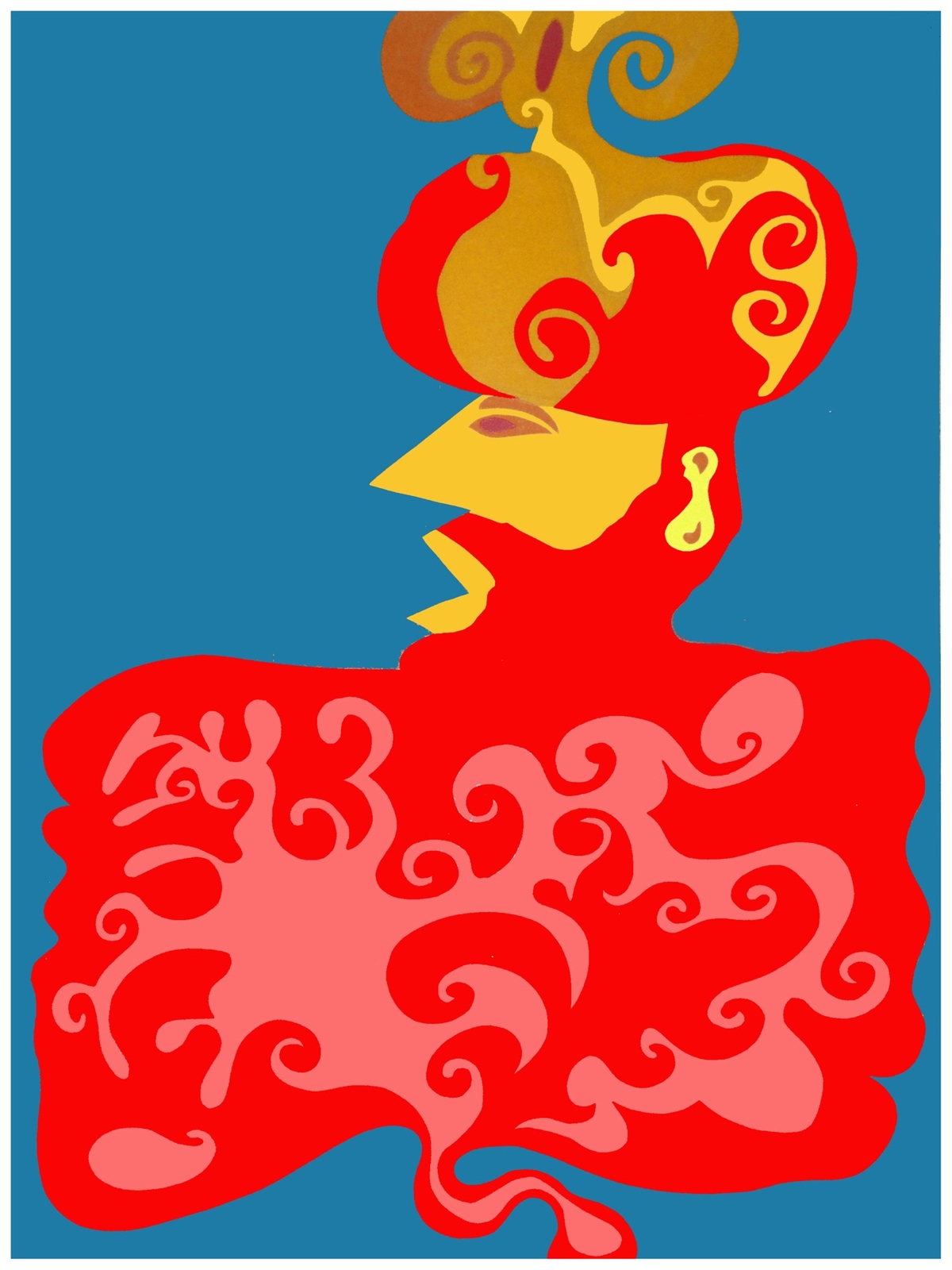 1872 Genie coming out of a bottle vintage Poster.Blue & red Decorative ...