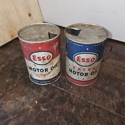 Pair Vintage Esso Cans | eBay