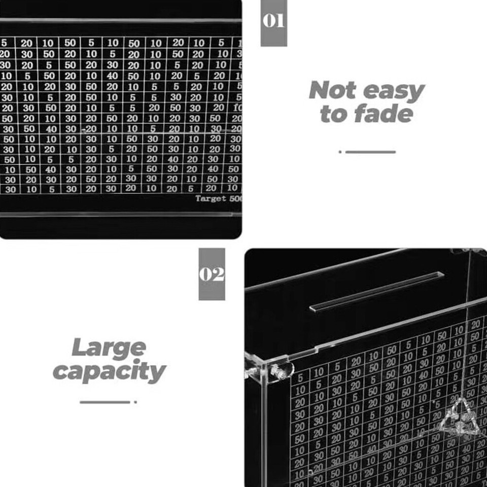 Acrylic Saving Money Jar Coin Cash Container Transparent Money Box with ...