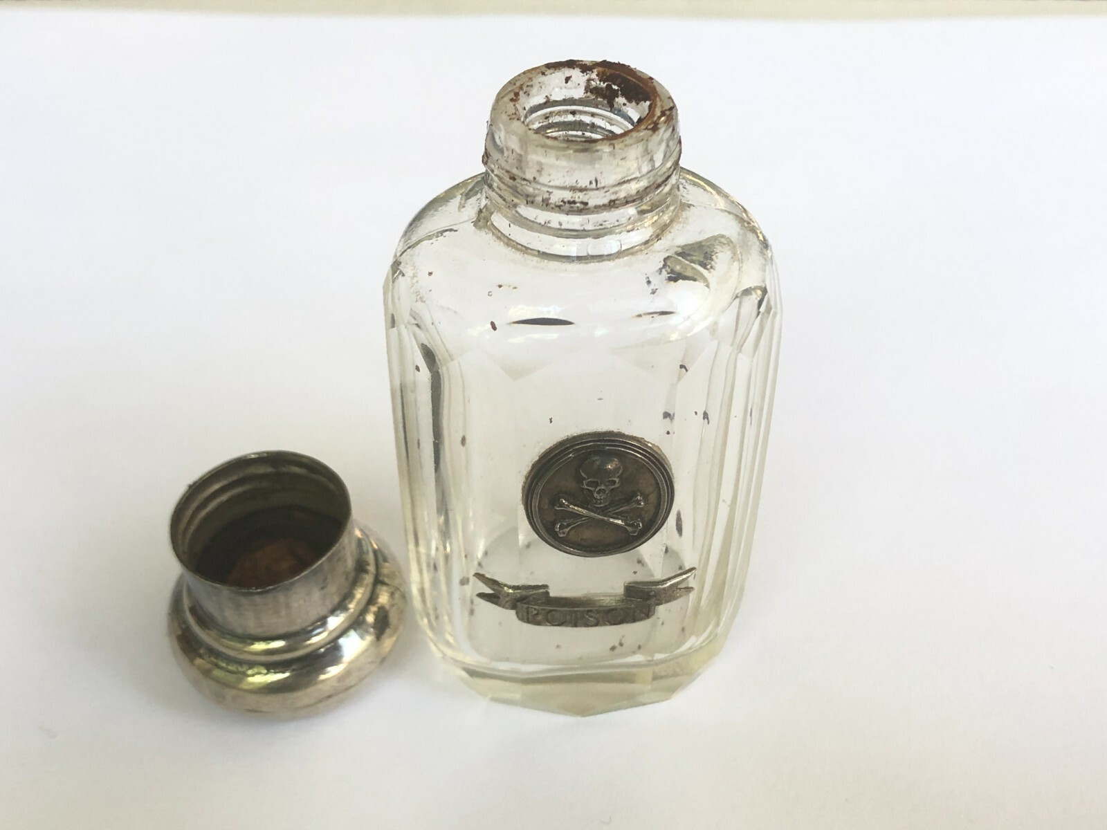 Antique 19th C.one Crystal BOTTLE Edwardian Skulls Medicine Poison ...