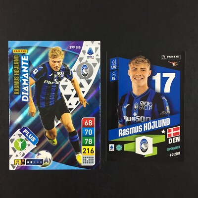 Rasmus Hojlund Rookie Sticker + Card Panini Calciatori 2022 2023 (23 ...